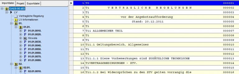 Ansichten im GAEB-Konverter
